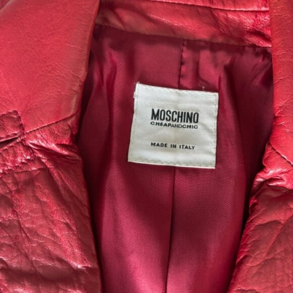Moschino | Jackets & Coats | Red Leather Moschino Italian Jacket | Poshmark